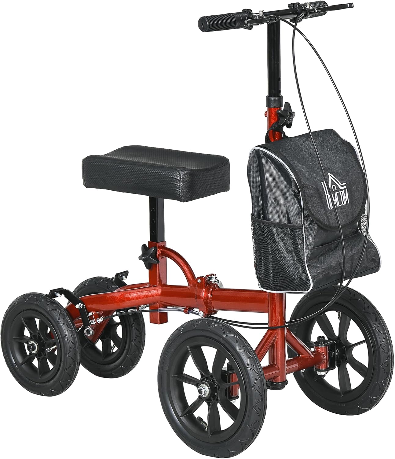 Knee Walker Foldable Steerable Medical 12" Rubber Wheels Homcom ...